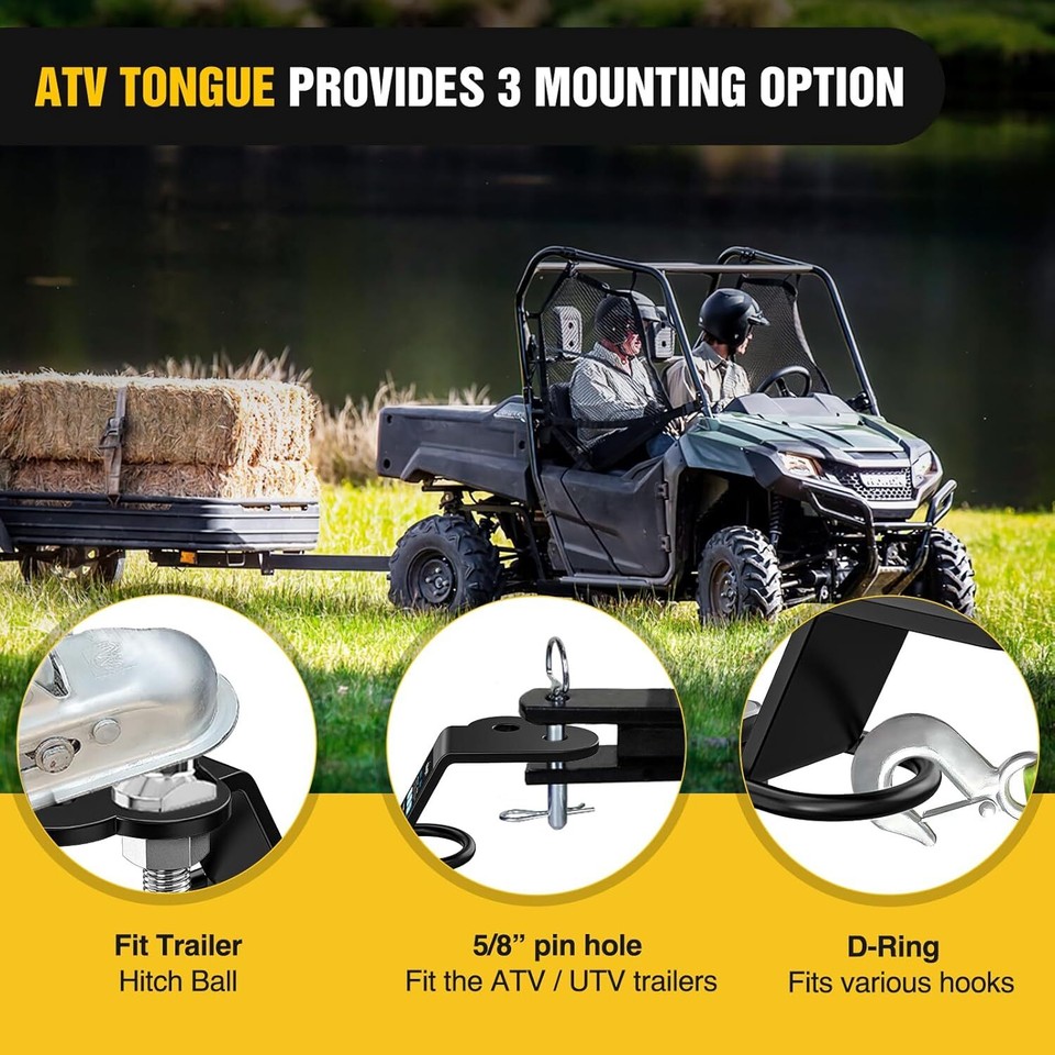Nilight ATV/UTV Three-Way Hitch Three-Way Lawn Mover Adapter 3" Drop ...