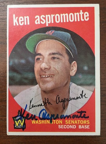 KEN ASPROMONTE 1959 TOPPS AUTOGRAPHED SIGNED AUTO BASEBALL CARD 424 ...