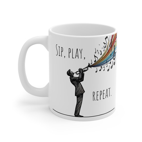 Trumpeter Coffee Mug, Sip, Play, Repeat, Trumpet Music Teacher Tea Mug ...