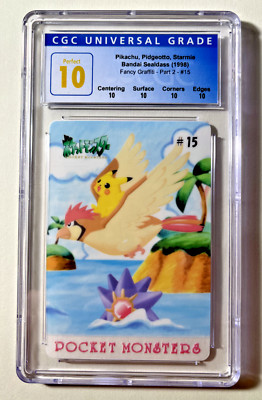 CGC Perfect 10 Pokemon Fancy Graffiti #15 Pikachu & Others 1999 Bandai ...