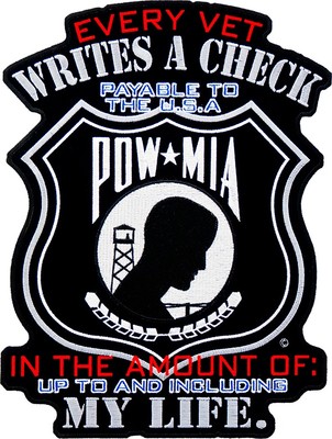 Every Vet Writes A Check POW Patch, Military Back Patches | eBay