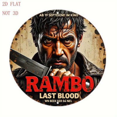 Rambo Last Blood Movie Poster Round Tin Metal Signs Home Décor Wall 8 ...