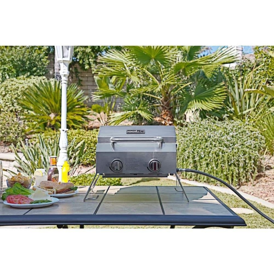 Nexgrill 2-Burner Portable Propane Gas Table Top Grill in Stainless ...
