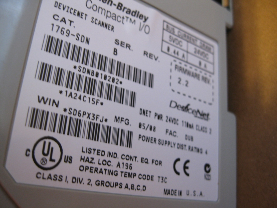 Lot Allen Bradley Rack - 1768-L45S/B 1769-PA3 A 1768-ENBT/A 1769-SDN B ...