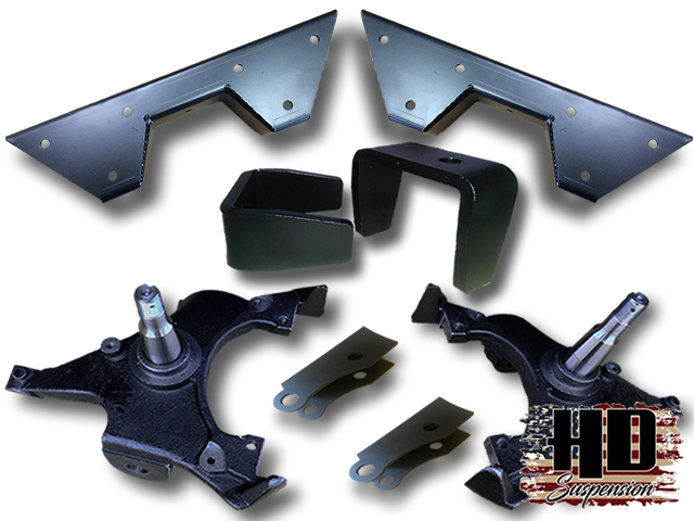 3"F 5"R Lowering Drop Spindles Flip Kit Shock Extender Cnotch 1" 73-87 ...