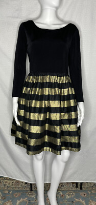 Vtg 80s 90s Dress 10 Black Gold Metalic Chetta B Sherrie Bloom Peter ...