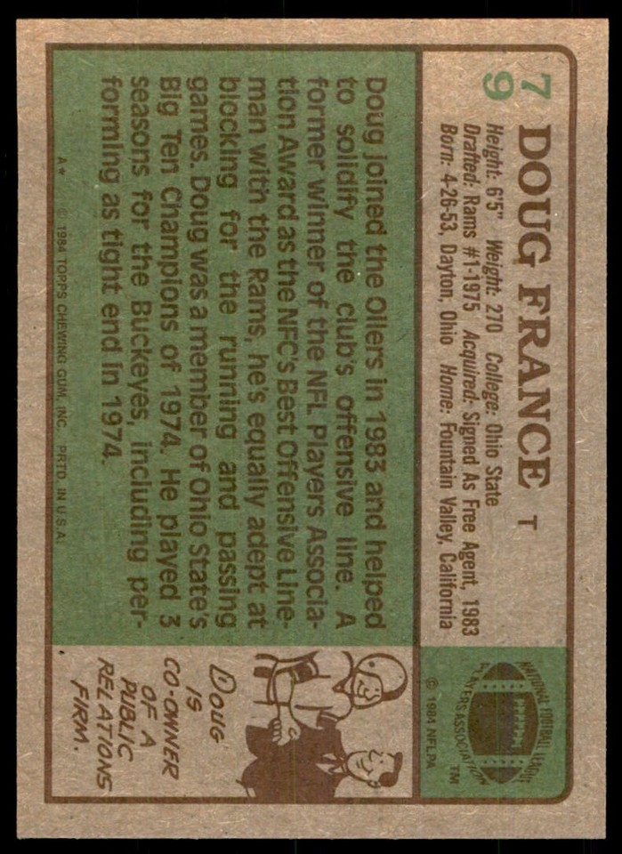 1984 TOPPS} DOUG FRANCE. HOUSTON OILERS #79 | eBay