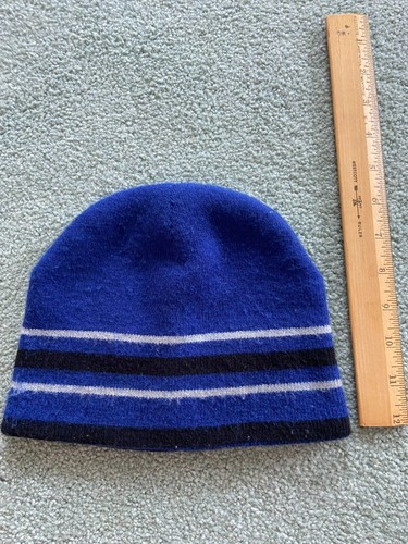 Boys Beanie / Hat Acrylic Blue with Black and Gray Stripe | eBay