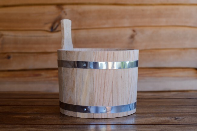 1.3Gal (5 liters)Sauna Oak Wooden Bucket Bottomless Ladle SPA Russian ...