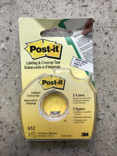 Vintage NOS 2001 Post-It 652 Labeling & Cover-up Tape White 2-Lines 1/3 ...