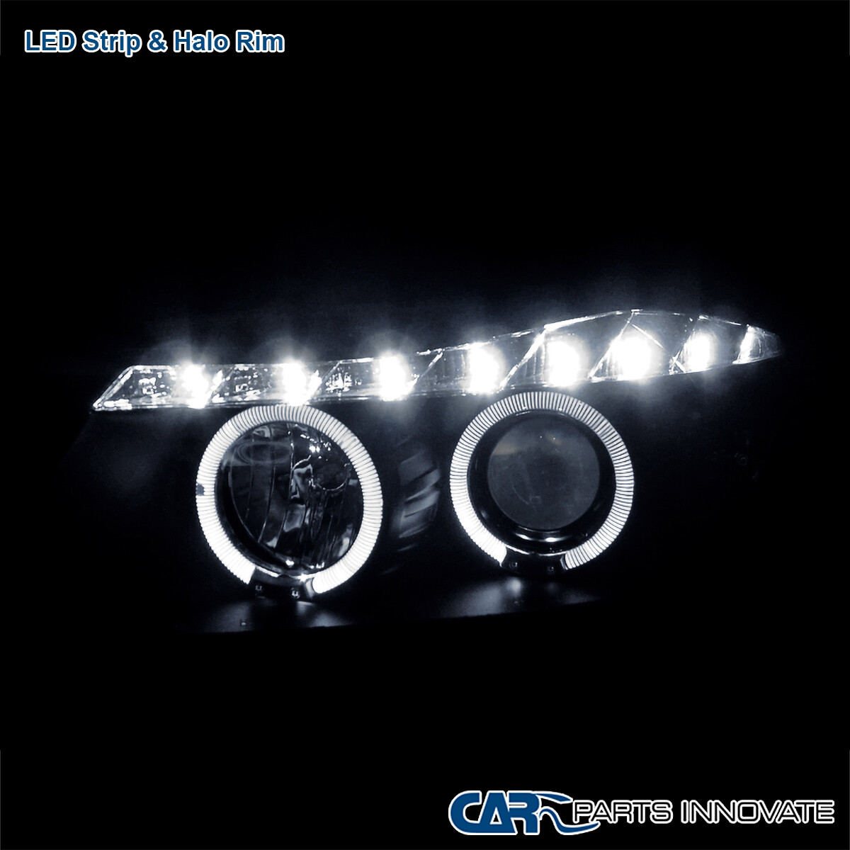Dual LED Halo Rim Projector Headlights Fit 06-08 BMW E90 3-Series 323i ...