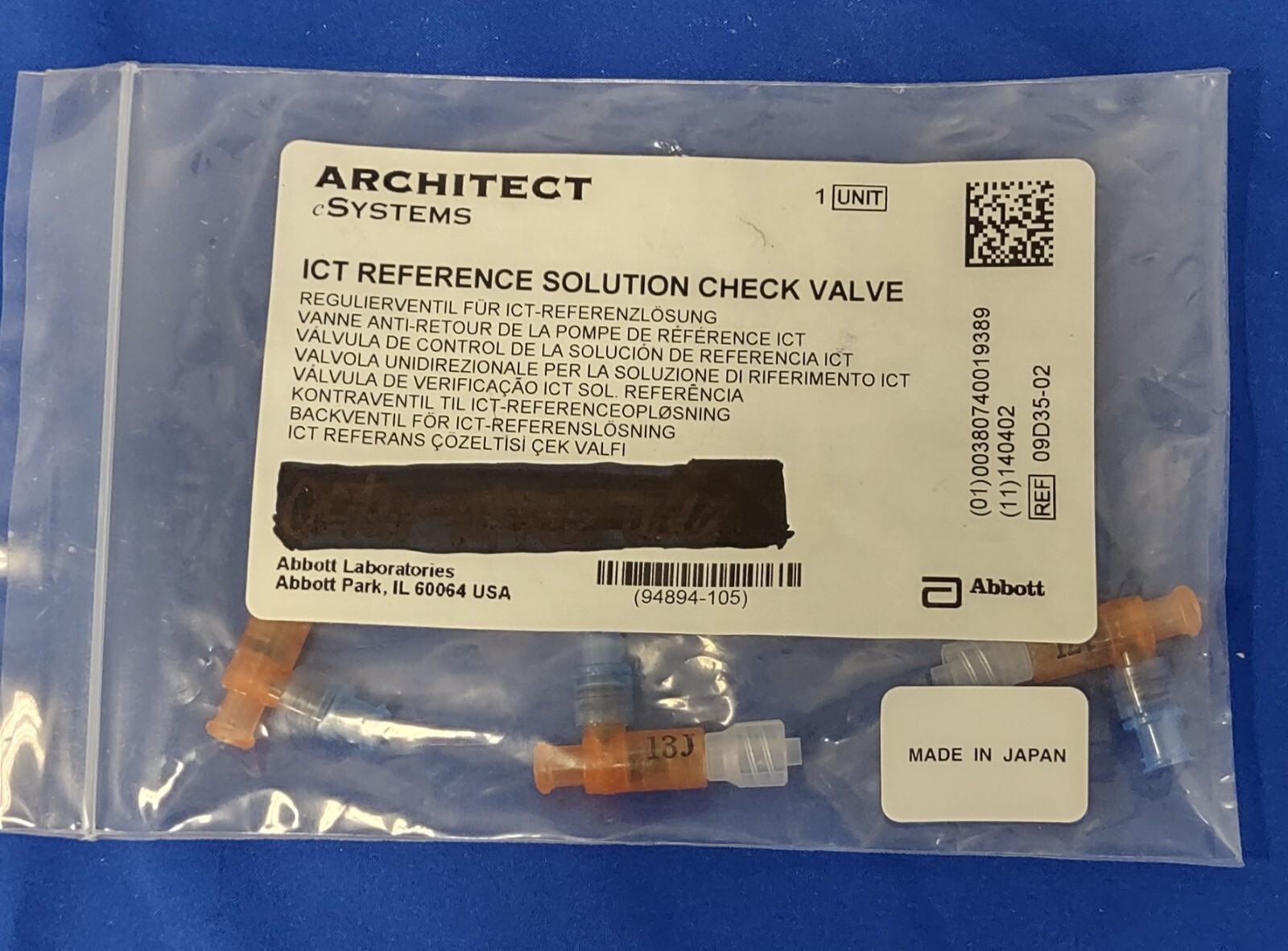 Abbott(USA) ICT REFERENCE SOLUTION CHECK VALVE P/N 09D35-02 | eBay