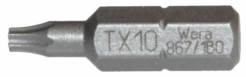 2X WERA SECURITY TORX TX10 (T10 WITH HOLE) 25MM HEX SCREWDRIVER BIT 867 ...
