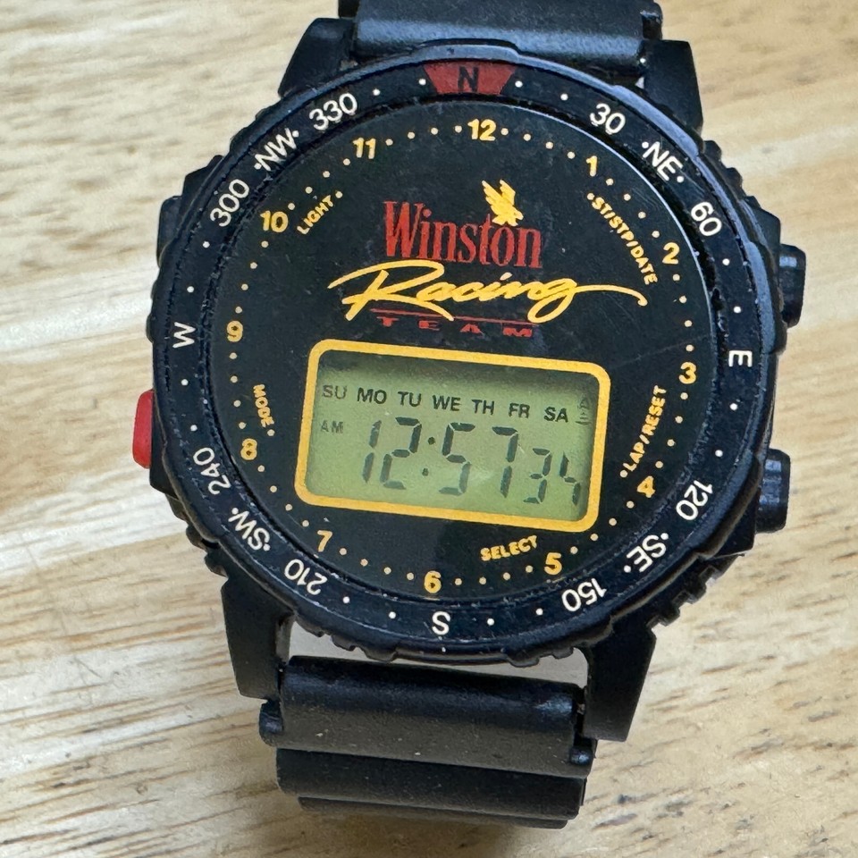 VTG Winston Racing Team Digital Quartz Watch Men Black Alarm Chrono New ...