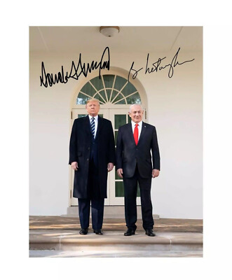 DONALD TRUMP BENJAMIN NETANYAHU SIGNED PHOTO AUTOGRAPH POSTER 8X10 ...