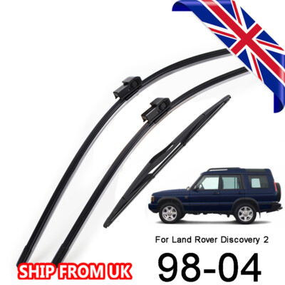 FOR LAND ROVER DISCOVERY 2 FRONT & REAR WINDSCREEN WIPER BLADE SET X3 ...