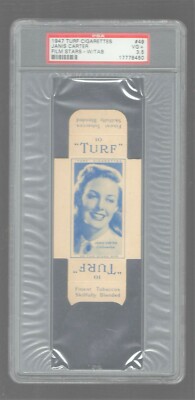 1947 TURF FILM STARS WITH TAB #49 JANIS CARTER PSA 3.5 VG+ 1 HIGHER POP ...