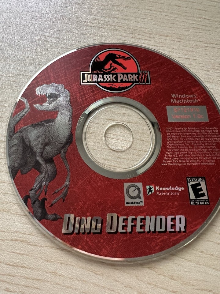 Jurassic Park III Dino Defender Danger Zone PC CD-ROM 2001 Knowledge ...
