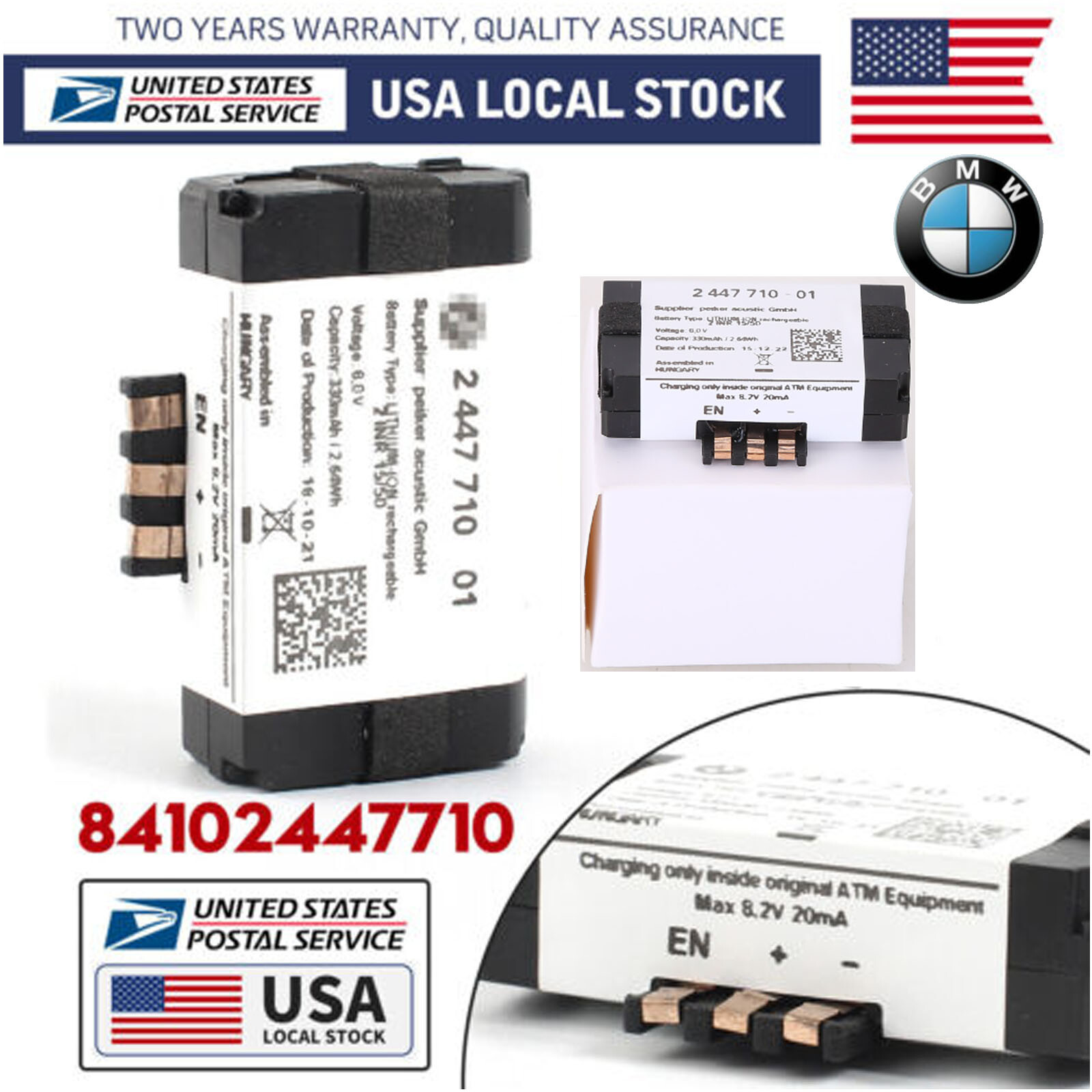 New For BMW Battery auxiliary vehicle 84102447710 / 84-10-2-447-710 US ...