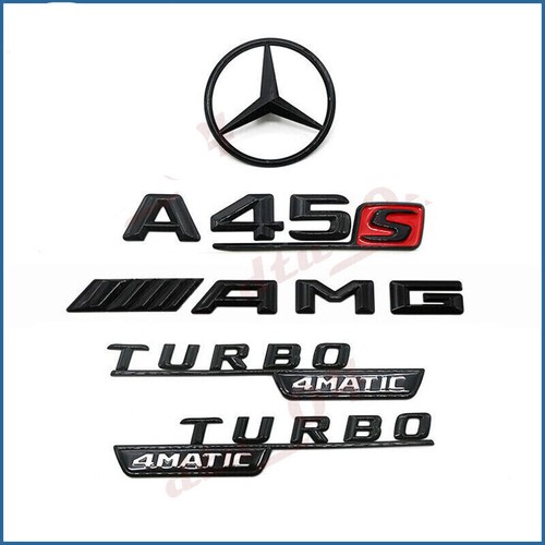 Gloss Black Emblem A45S AMG TURBO-4MATIC W176 Rear Star Badge For ...