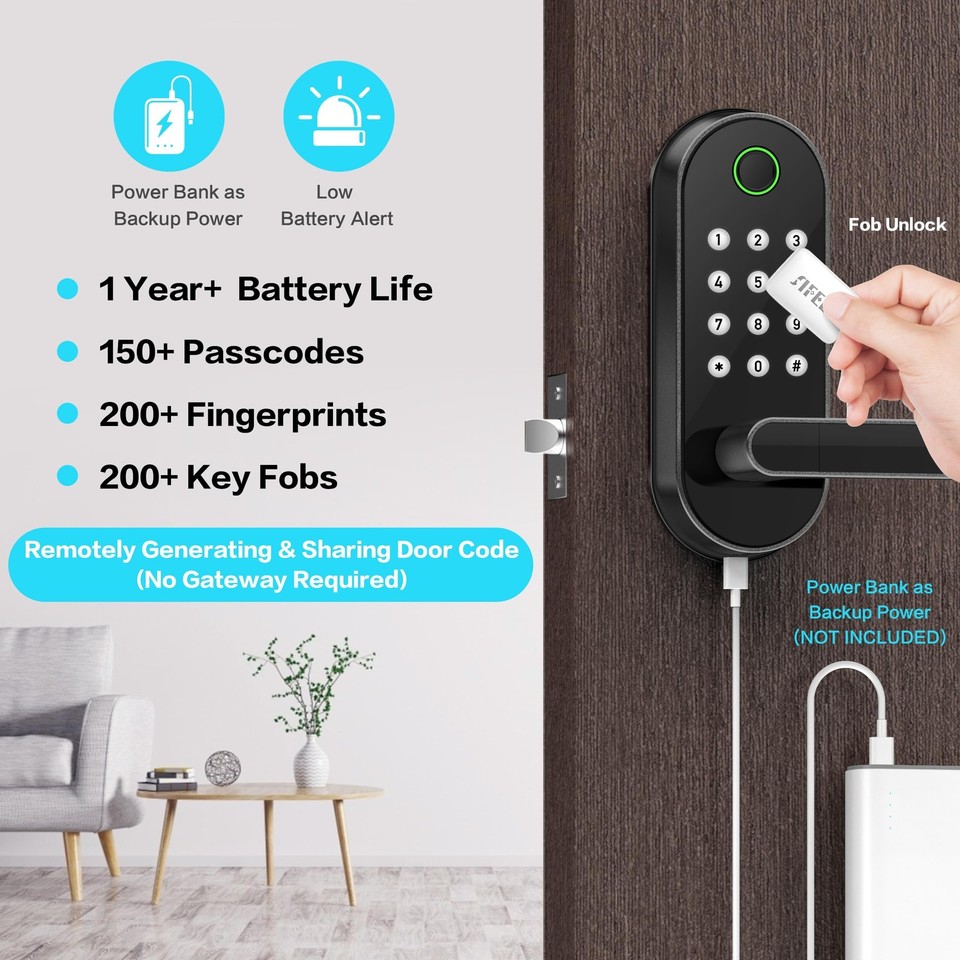 Keyless-Entry Fingerprint Smart Door Lock: Digital Electronic Lock with ...