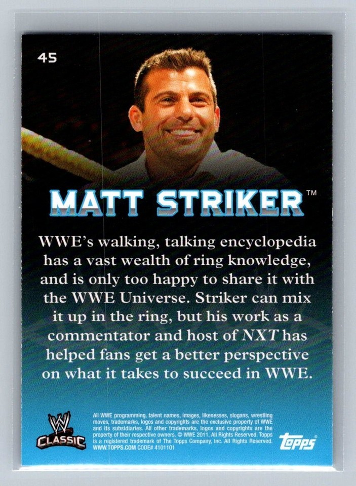 2011 Topps WWE Classic Matt Striker | eBay