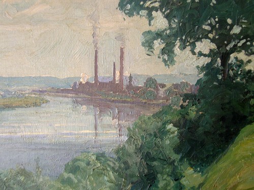 Hermann Busse *1883, Industrie-Landschaft, Kelheim Donau, Gemälde | eBay.de