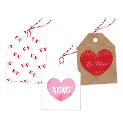 Pre Strung Heart Gift Tag Variety Pack for Valetine's Day XOXO 24 Count ...