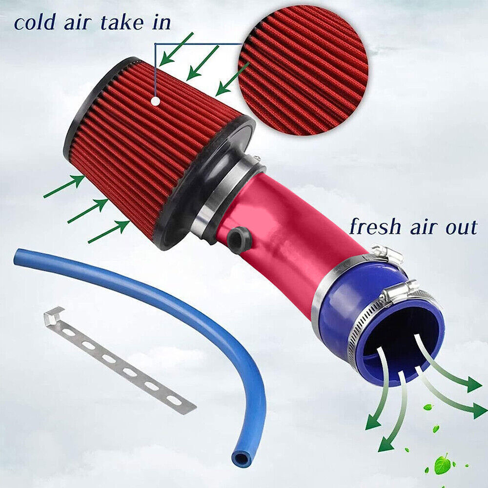 76mm Car Cold Air Intake Filter Induction Kit Pipe Power Flow Hose ...