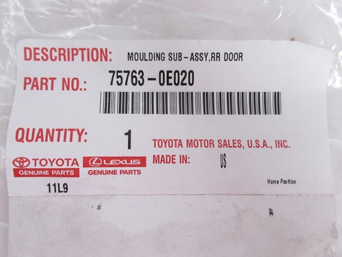Genuine OEM Toyota 75763-0E020 Passenger Rear Upper Molding 2014-2019 ...