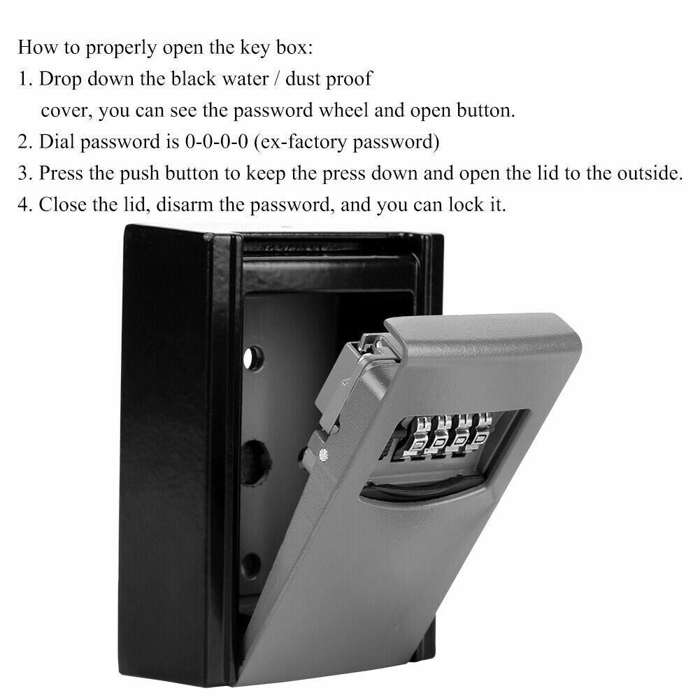 4 Digit Outdoor High Security Wall Mounted Key Safe Box Secure Lock ...