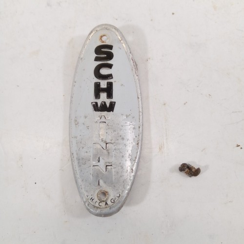 Vintage Schwinn Chicago Head Badge Black & White With Screws Stingray ...