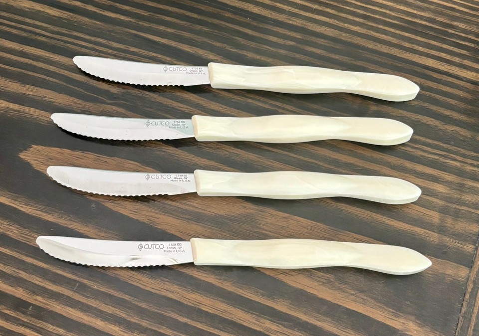 Set of 4 CUTCO 1759 Serrated Table Steak Knives -PEARL WHITE-Original ...