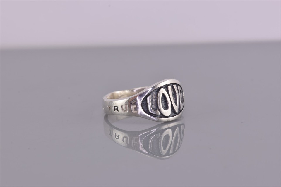 JNR Sterling Silver Oxidized True LOVE Waits Carve Oval Face Band Ring ...