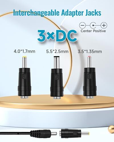 9Vdc Power Supply Adapter AC to DC 9W Wall Charger with 3tips for ...