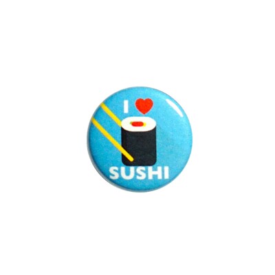 Vintage 80s 90s Style Cute Sushi Pin Button I Love Sushi Bars Button ...