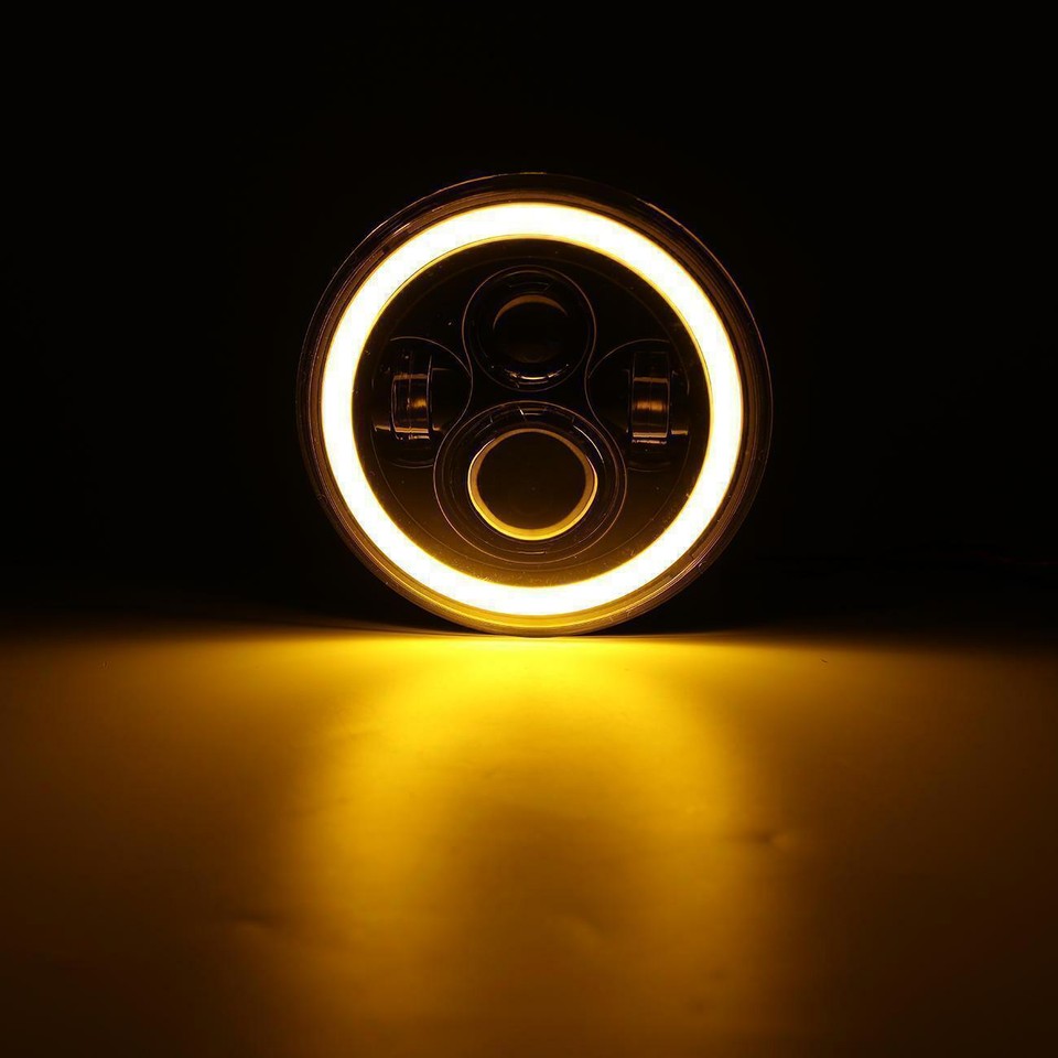 Pair 7" Inch Round LED Headlights Halo Angel Eyes DRL for Chevy Truck ...