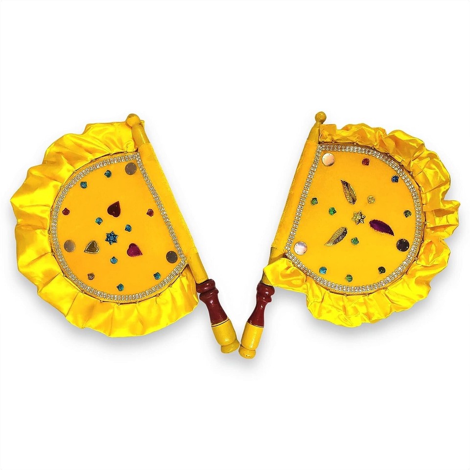 Velvet Cloth Handmade Beautiful Traditional Hand Fan with Wooden handle ...