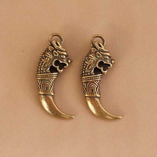 Men's Brass Dragon Entangled Wolf Teeth Personalized Creative Keychain ...