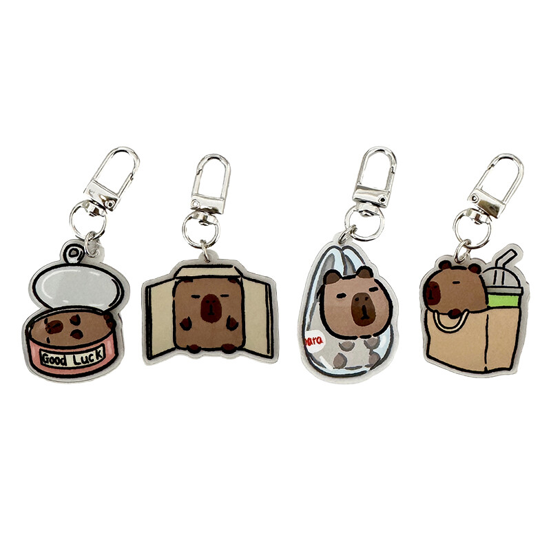 Lovely Cartoon Capybara Acrylic Pendant Key Ring Bag Pendant ...