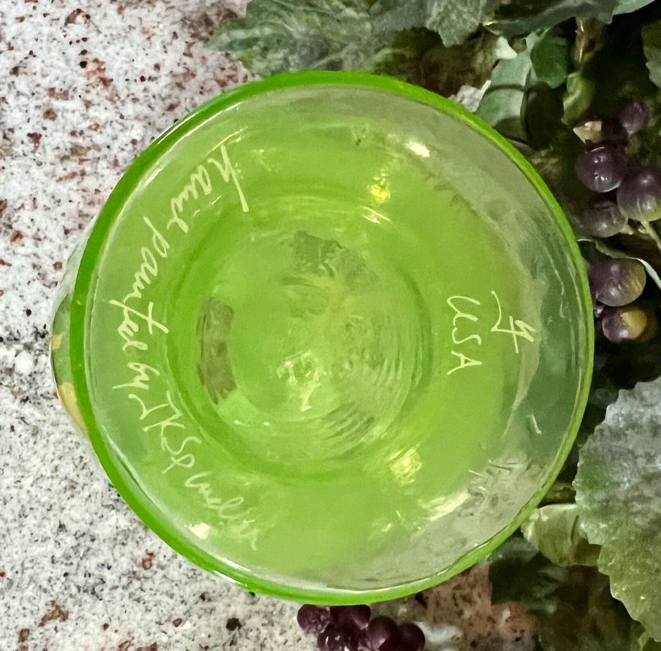 VHTF Fenton**KEY LIME HAND PAINTED TRI-FINISH VASE** QVC... #C8556 ...