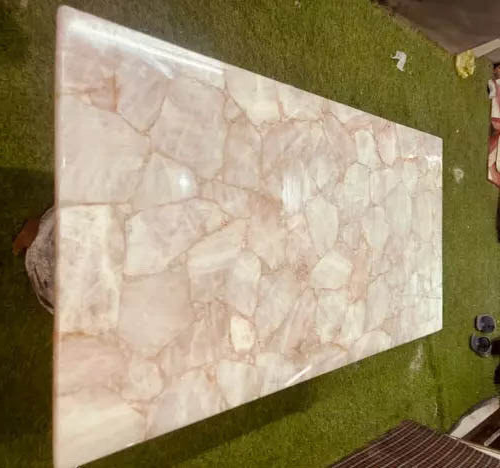 Rectangle Rose Quartz Dining Table Top Healing Crystal Gemstone Outdoor ...