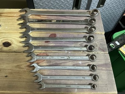 BONNEY TOOLS 9 Piece 12 Point Combination Wrench Set 7/16 - 1” | eBay
