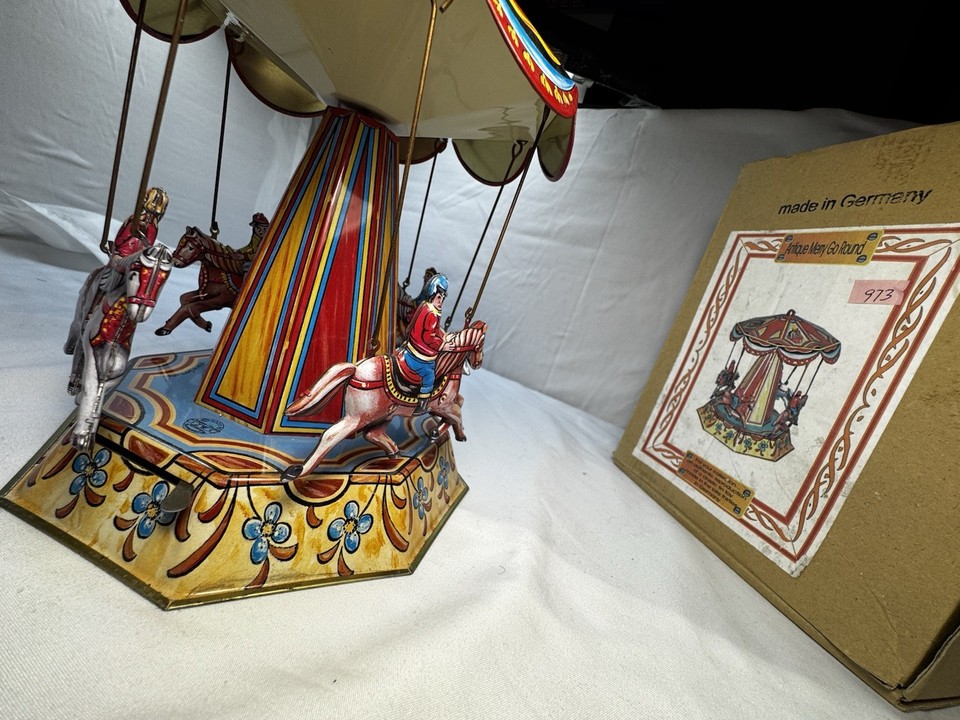 Antique Merry Go Round Tin Wind-up Toy Made in Germany with Box Vintage ...