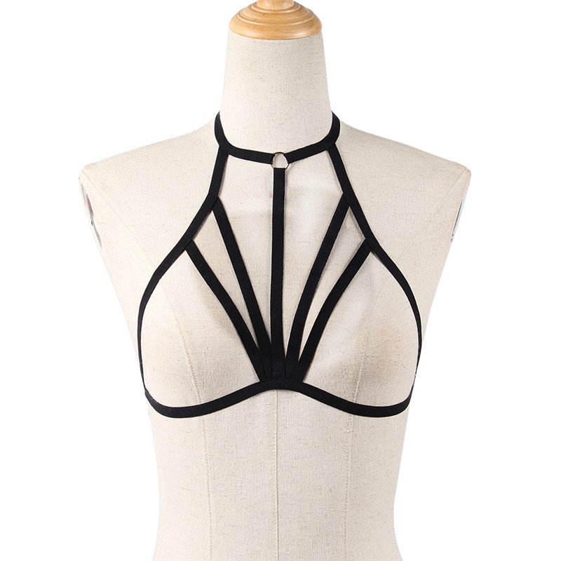 Sexy Elastic Bandage Goth Cage BRA TOP Body Harness Cross Crop Strap ...