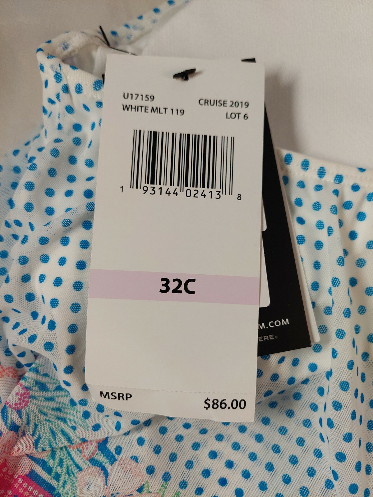 Coco Reef Swim Tankini Top White Multicolor Aura Mesh Ruffle Polka Dots ...