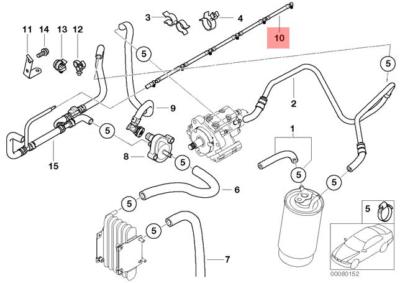 Genuine BMW E46 E60 E60N E61 E61N Fuel Pipe Overflow Oil Line OEM ...