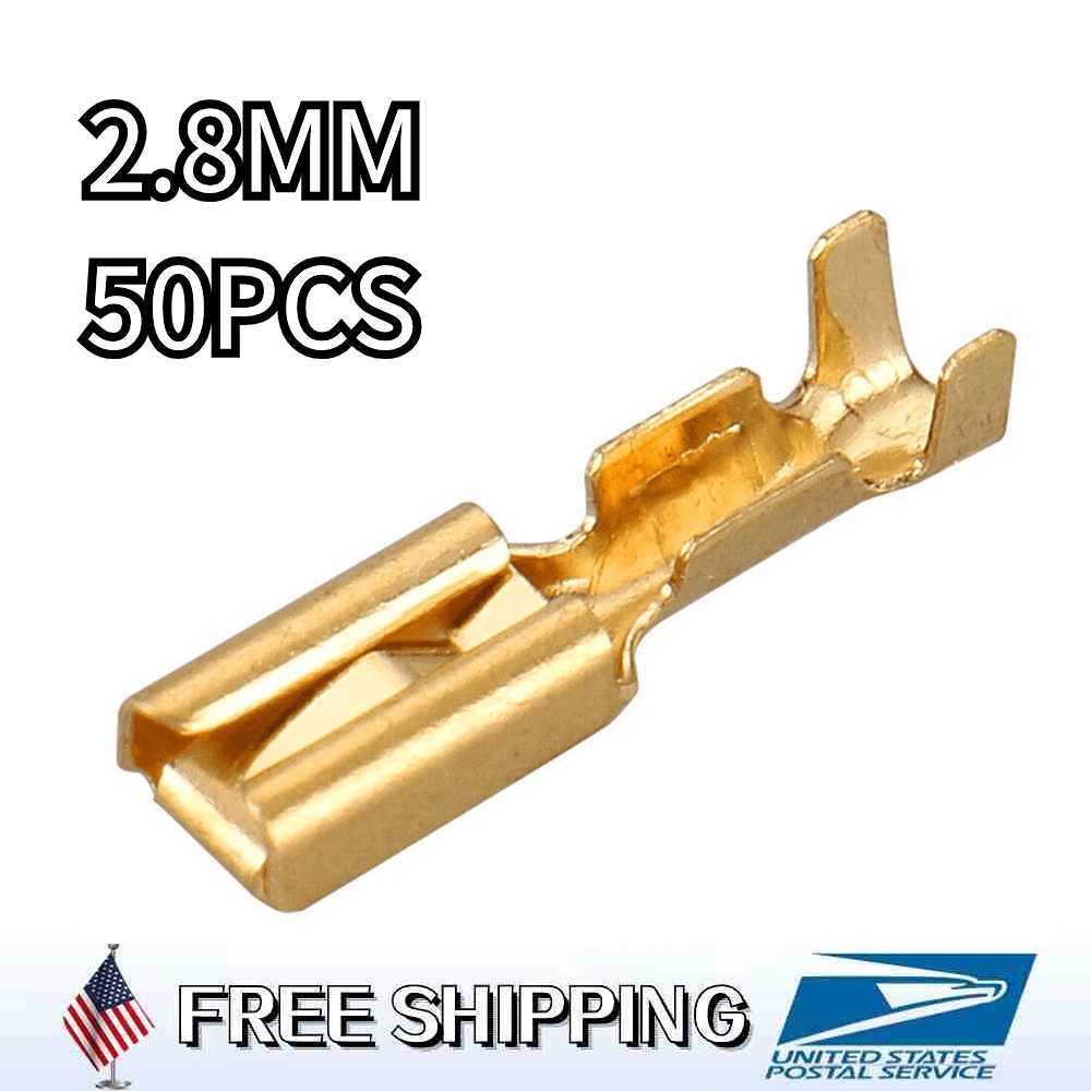 Female Spade Quick Splice Crimp Terminals Connector 2.8mm Non Insulated ...