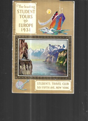 EUROPE STUDENT TOURS 1931 DIRECTORY, STUDENTS TRAVEL CLUB | eBay