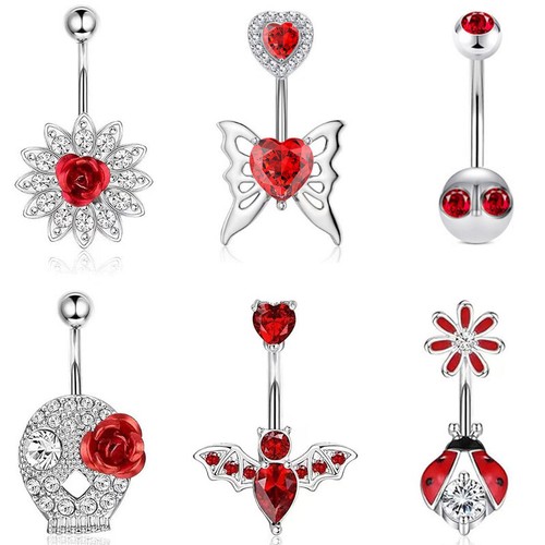 Fashion Punk Style Stainless Steel Belly Button Rings Zircon Crystal ...